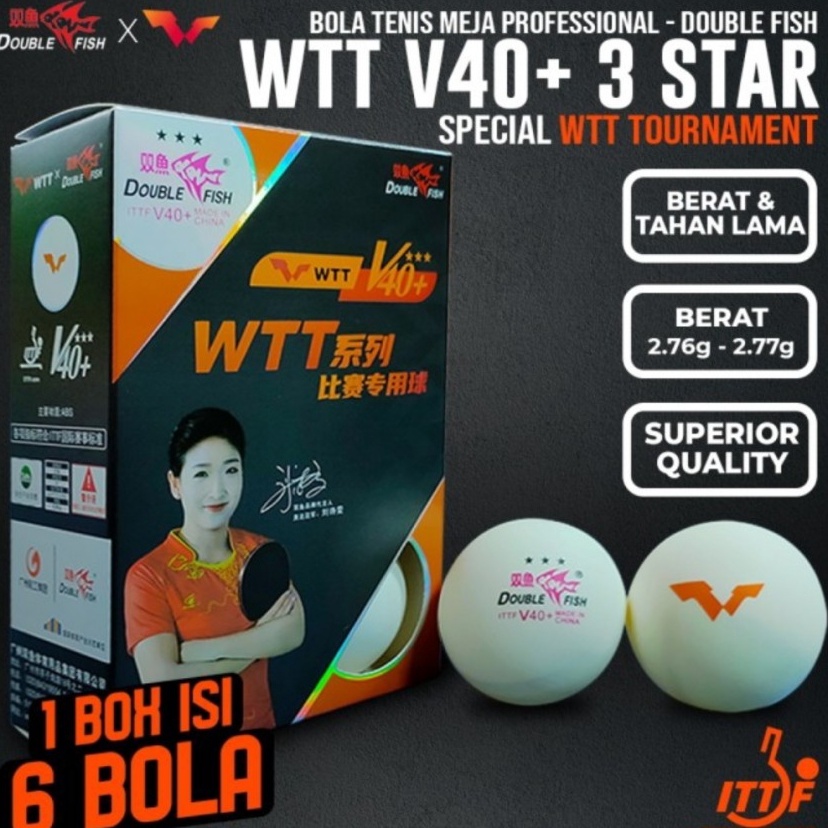 Jual Update Spesial Bola Pingpong Double Fish WTT V4 3 Star ITTF Tenis Meja 6pc Original ...