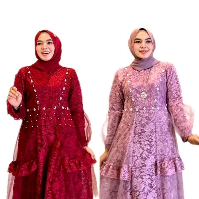 Jual MAURI gamis kondangan pesta muslimah mewah gaun wisuda walimatul kondangan | Shopee Indonesia