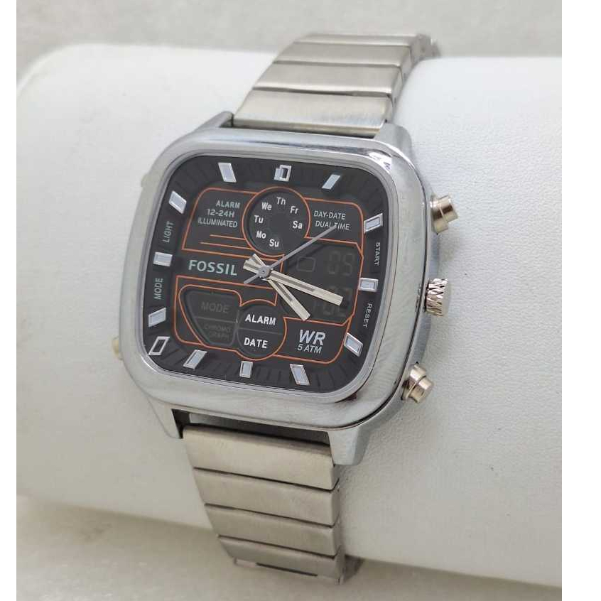 Jual New!! jam tangan dual time - jam tangan persegi Digital Analog ...