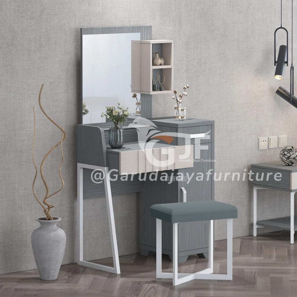 Jual MEJA RIAS CERMIN KOTAK LENGKAP DENGAN STOOL BANYAK PENYIMPANAN ...