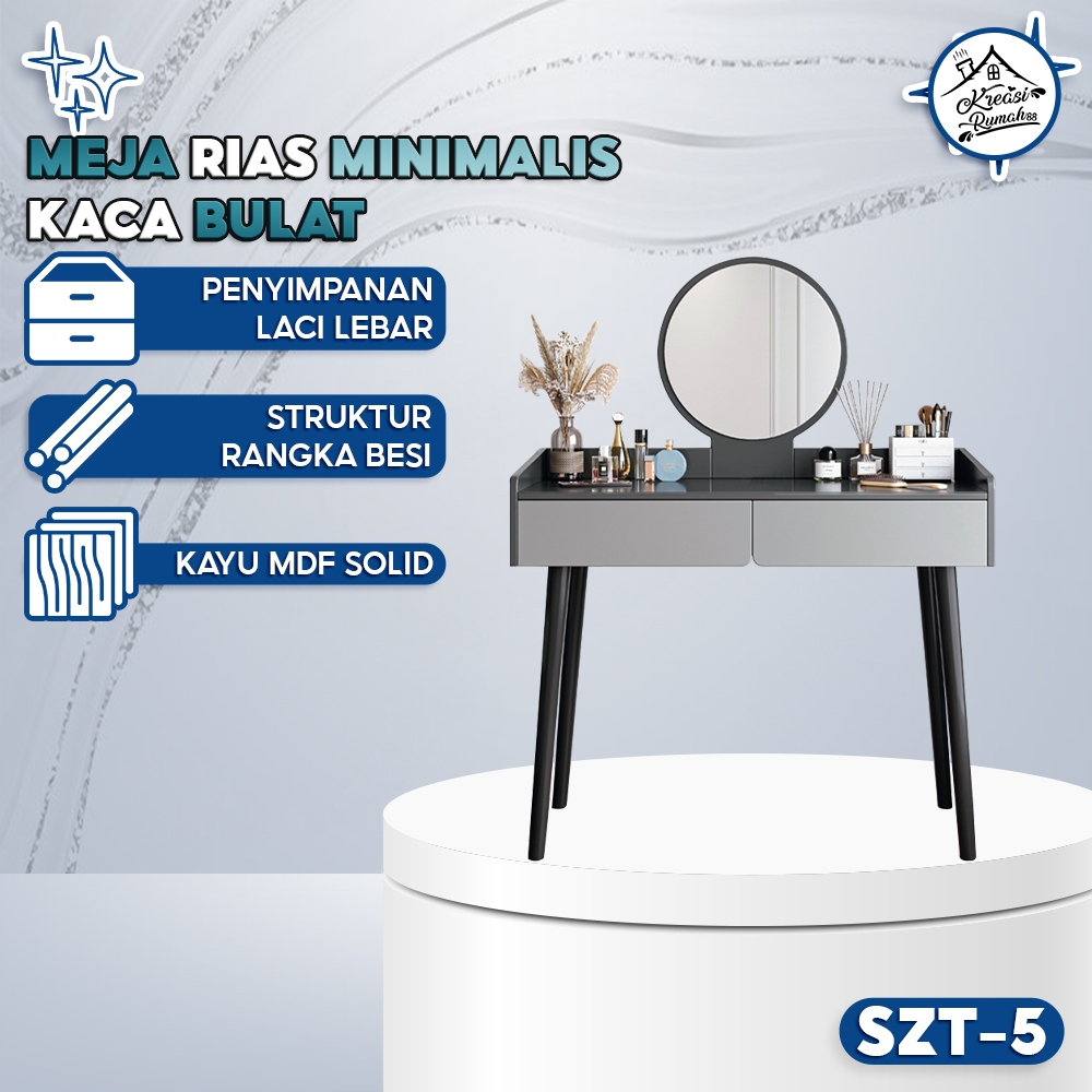 Jual KREASIRUMAH88 Meja Rias dengan Kaca Bulat Minimalis Simpel ...