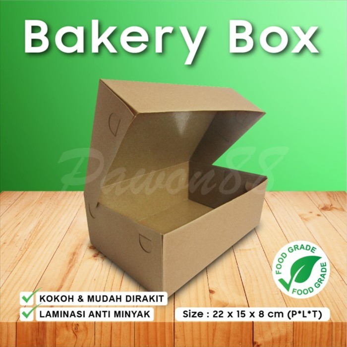 Jual Box Roti - Kotak Roti - Dus Bakery - KRAFT COKLAT - 22x15x8 cm ...