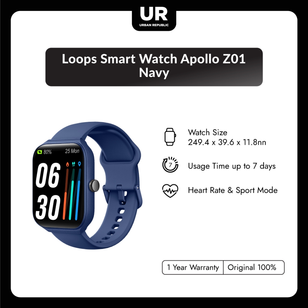 Jual LOOPS Smart Watch Apollo Z01 - Navy | Shopee Indonesia