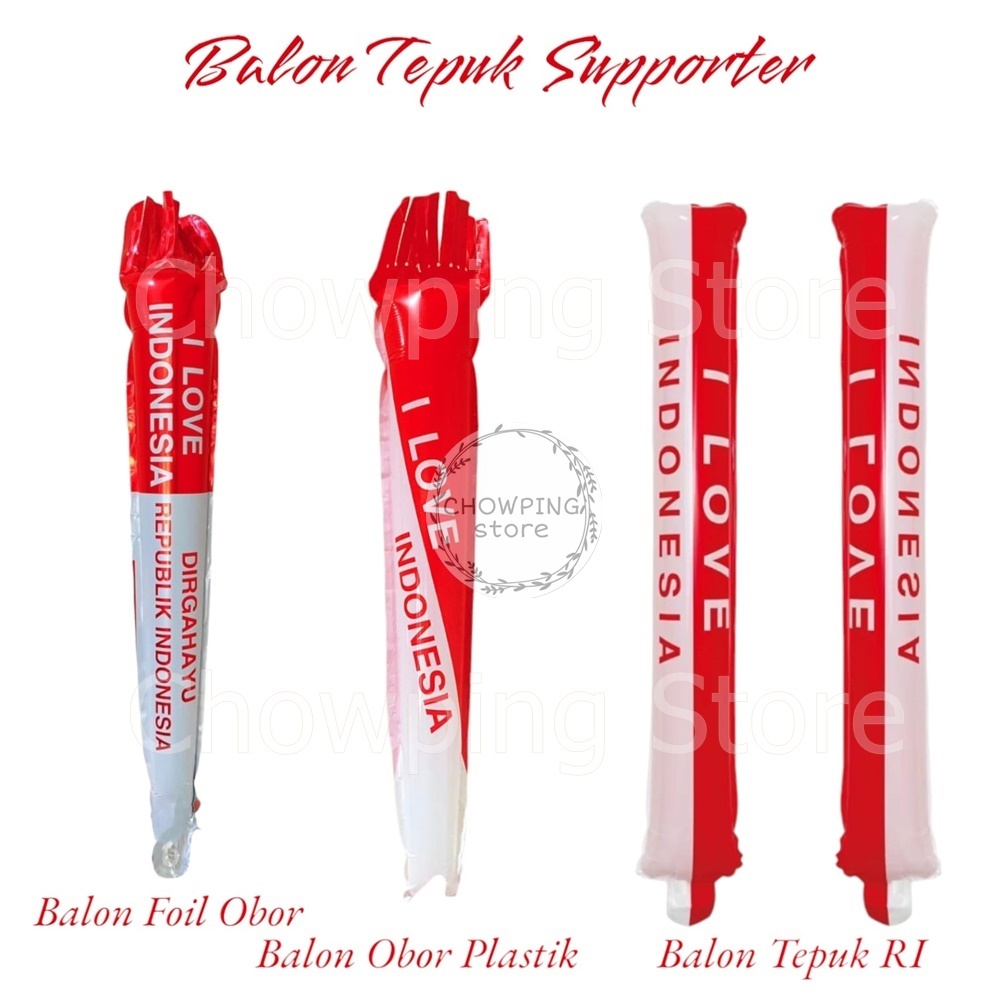 Jual Balon Tepuk Suporter Balon Stik Panjang Merah Putih HUT RI I Love ...