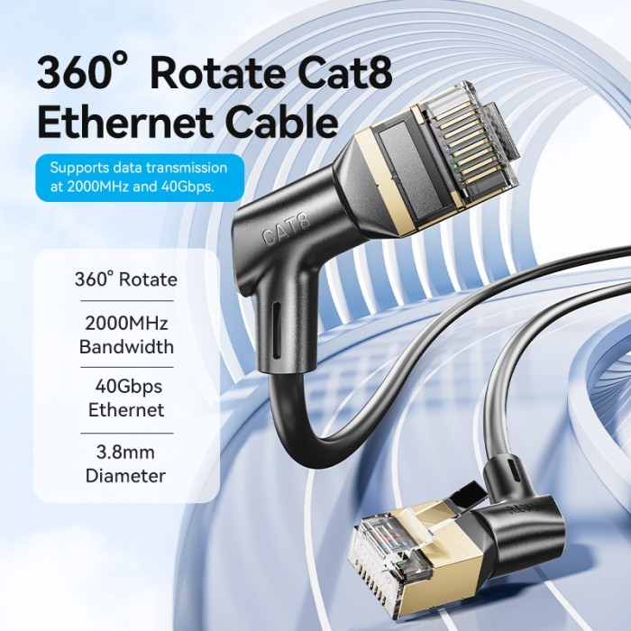 Jual Kabel LAN Cat 8 RJ45 Vention 40Gbps Rotate 360° Degree STP ...