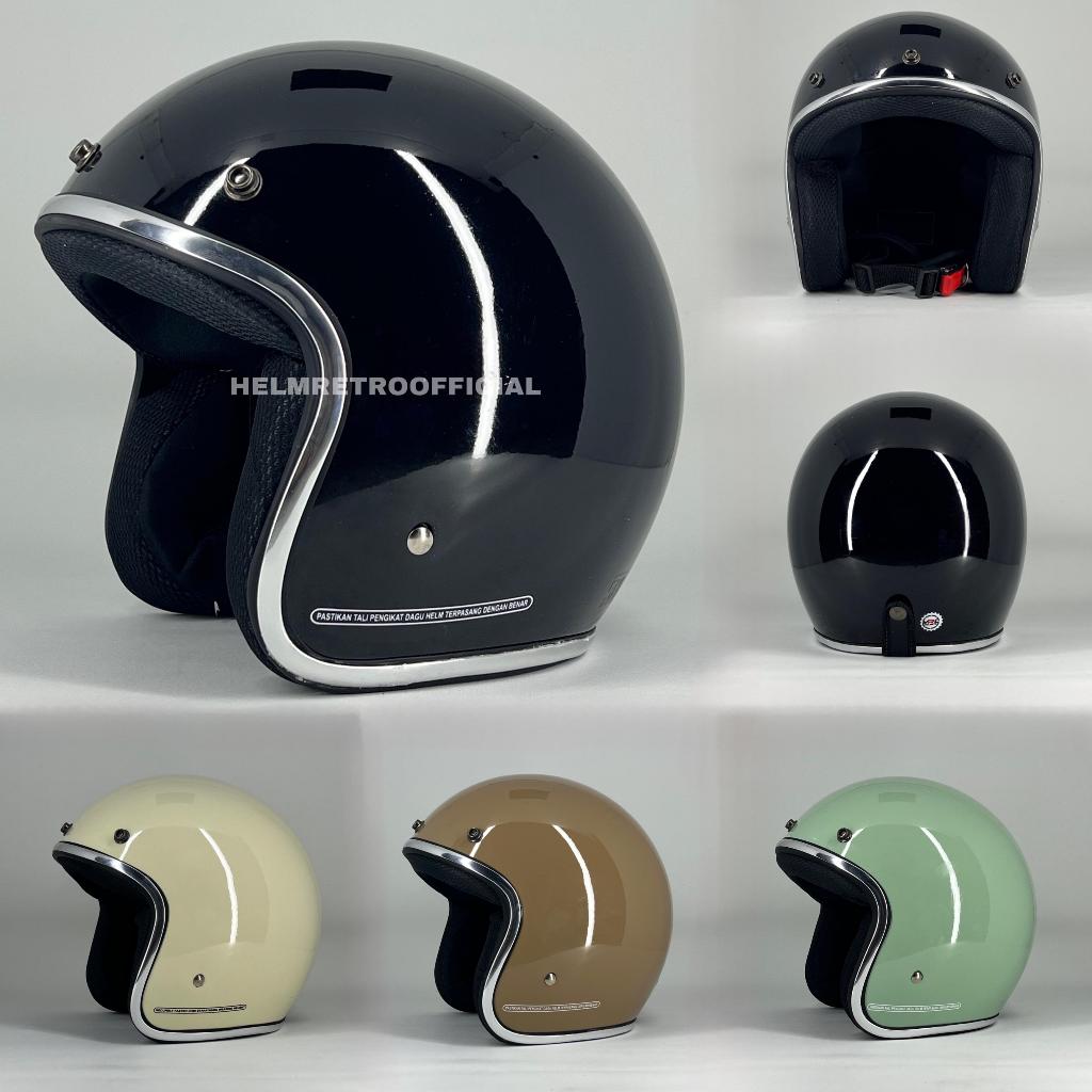 Jual Helm Bogo List Chrome Retro Classic Polos Dewasa SNI | Shopee ...