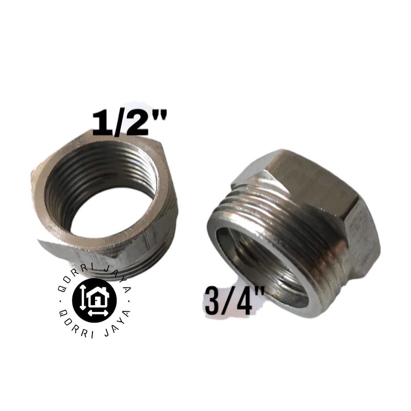 Jual Verlop Verloop Overloop 1/2" ke 3/4" Stainless / Sambungan Pipa ...