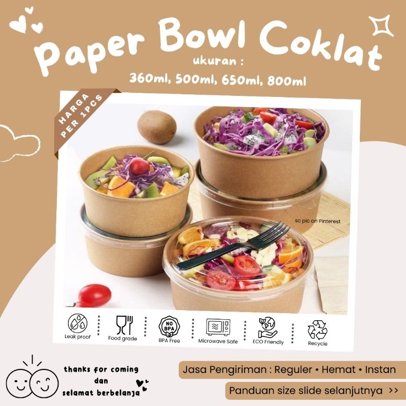 Jual Paper Bowl Coklat | Tempat Rice Bowl | Shopee Indonesia