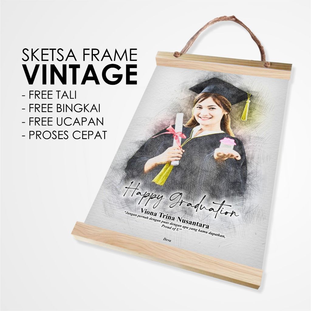 Jual Gift Frame Vintage Sketsa wajah FRAME Kayu belanda cocok Untuk ...