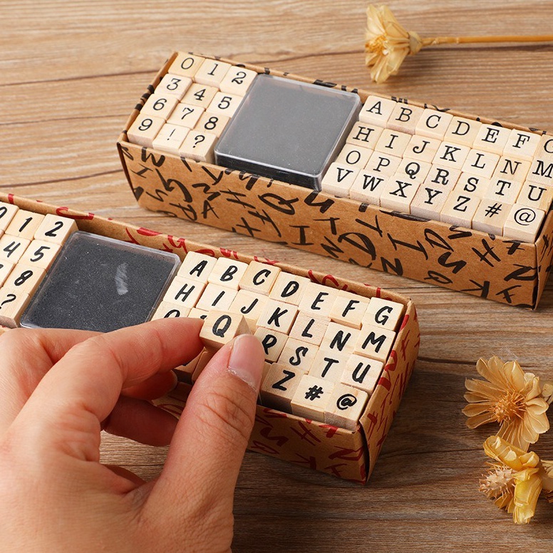 Jual Aesthetic Wooden Stamp Alphabet Set Paket Stempel Kayu Estetik ...