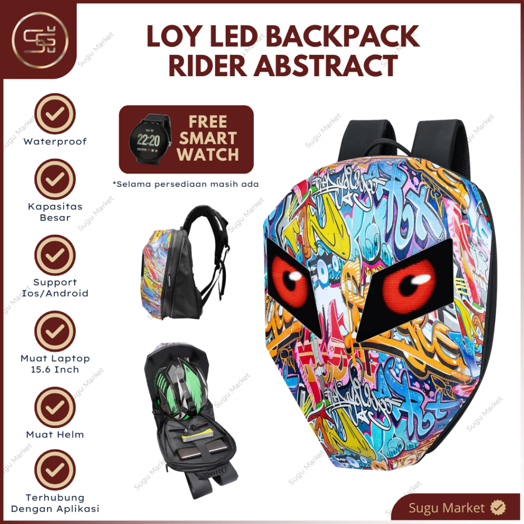 Jual LOY LED Backpack Rider Bluetooth Control Waterproof Desain ...