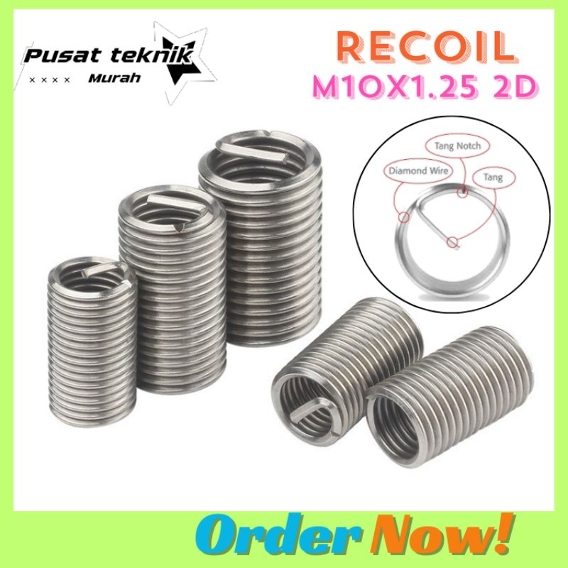 Jual Recoil M10 x 1.5 2D baut kunci 14 Recoil helicoil verbos perbaikan drat rusak | Shopee ...