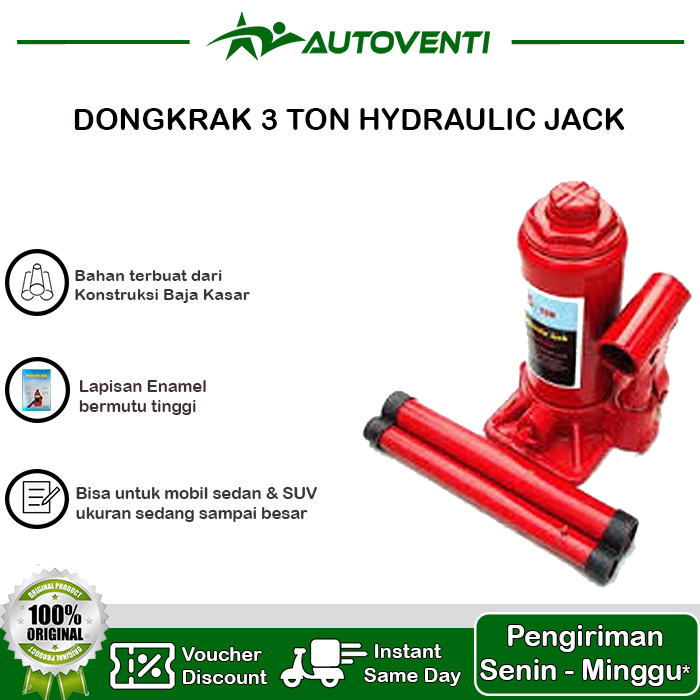 Jual DONGKRAK MOBIL 3 TON HIDROLIK HYDRAULIC JACK BOTOL TRUK | Shopee ...