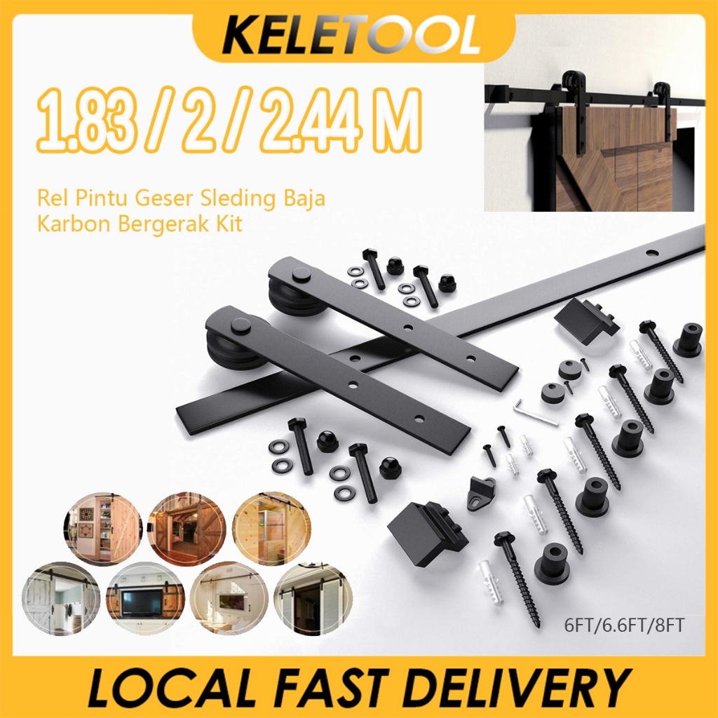 Jual 6FT/6.6FT/8FT Rel Pintu Geser Sleding Baja Karbon Bergerak Kit ...