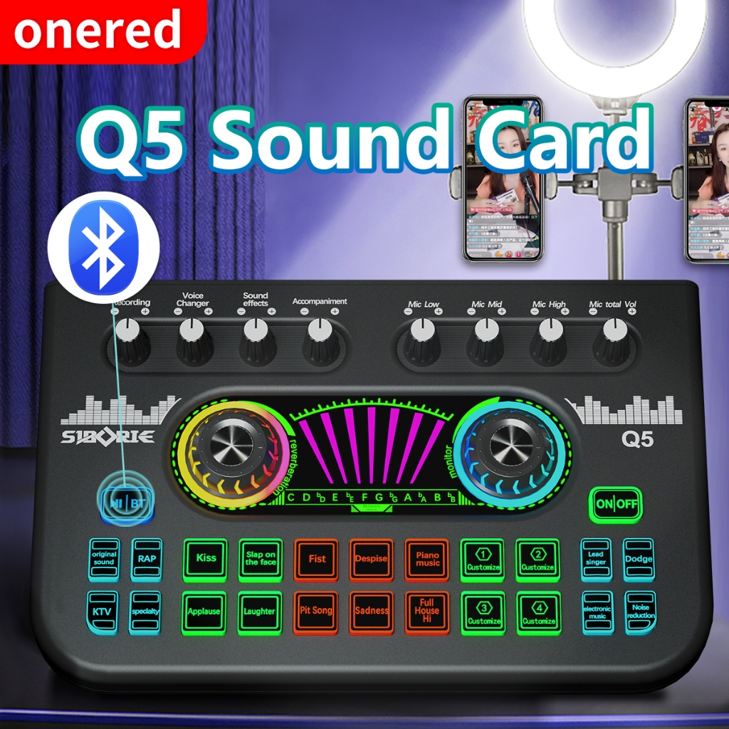 Jual Onered Q5 Soundcard Original Paket Lengkap Mixer Bluetooth sound card for Streaming ...