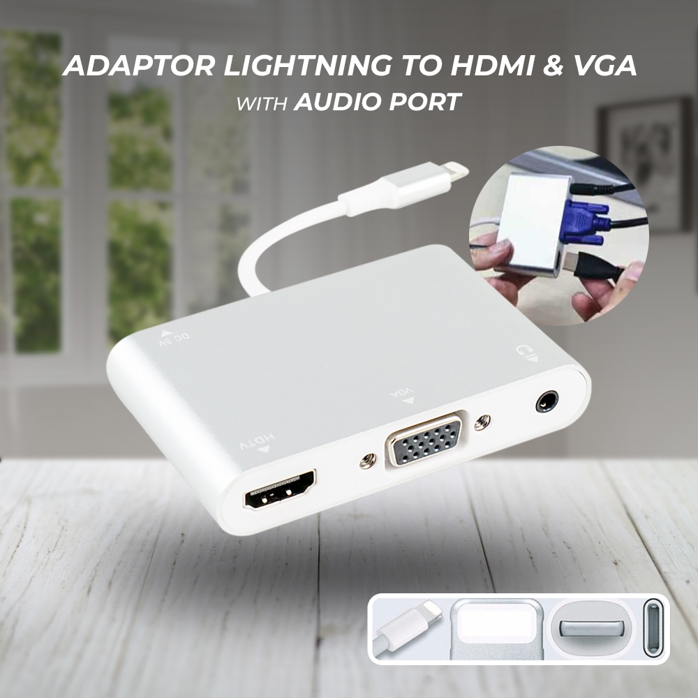 Jual Adaptor Konverter Video Lightning Iphone Ipad to HDMI VGA with ...