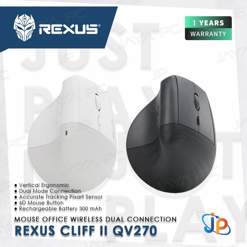 Jual Mouse Rexus Clif II QV-270 Dual-Mode - Vertical Ergonomic Wireless ...