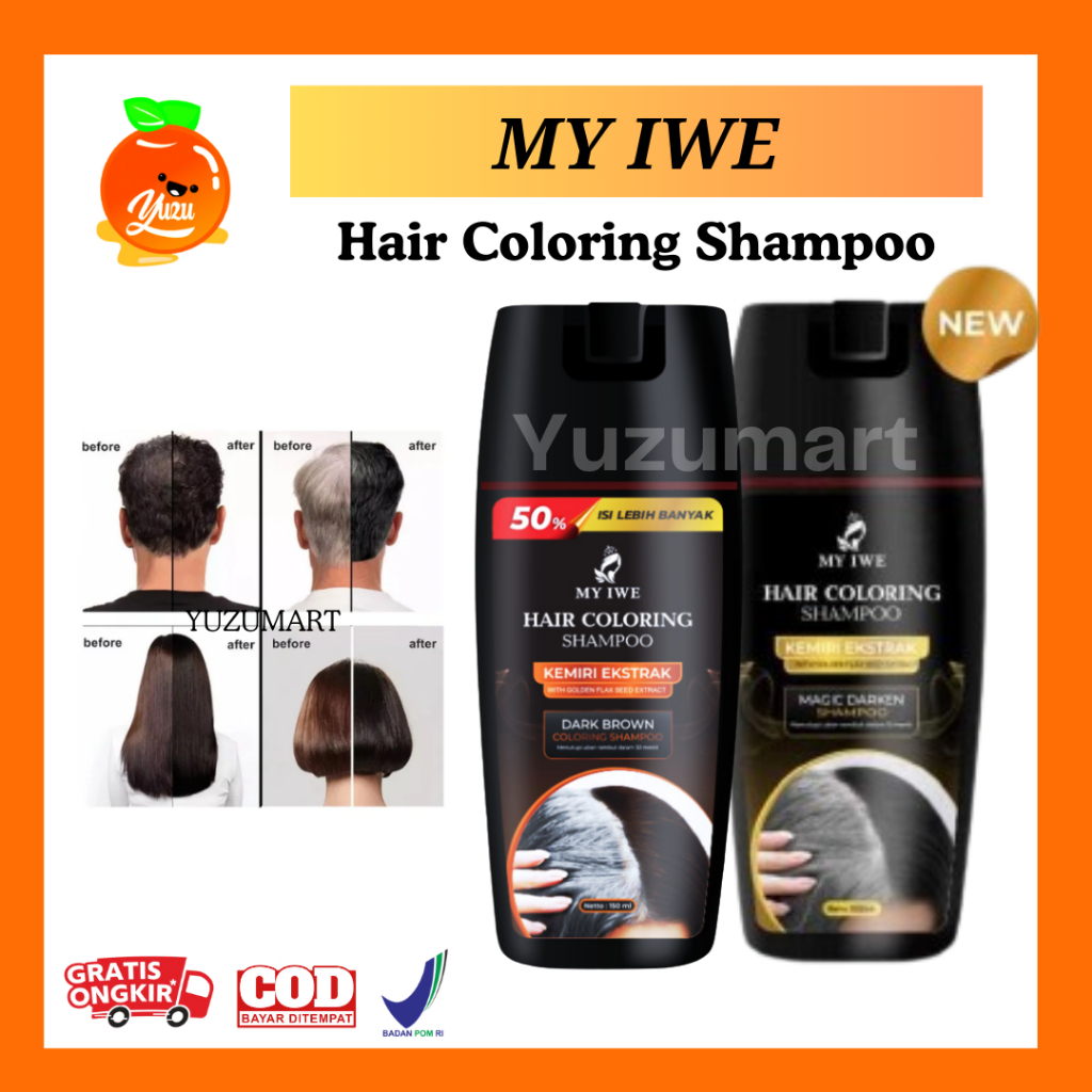 Jual MYIWE MY IWE Shampoo Penghitam Rambut Uban Permanen Shampo Semir ...