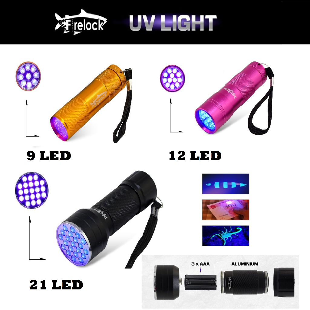 Jual Senter Ultraviolet - Firelock Senter UV Light 9 LED - 12 LED - 21 LED | Shopee Indonesia