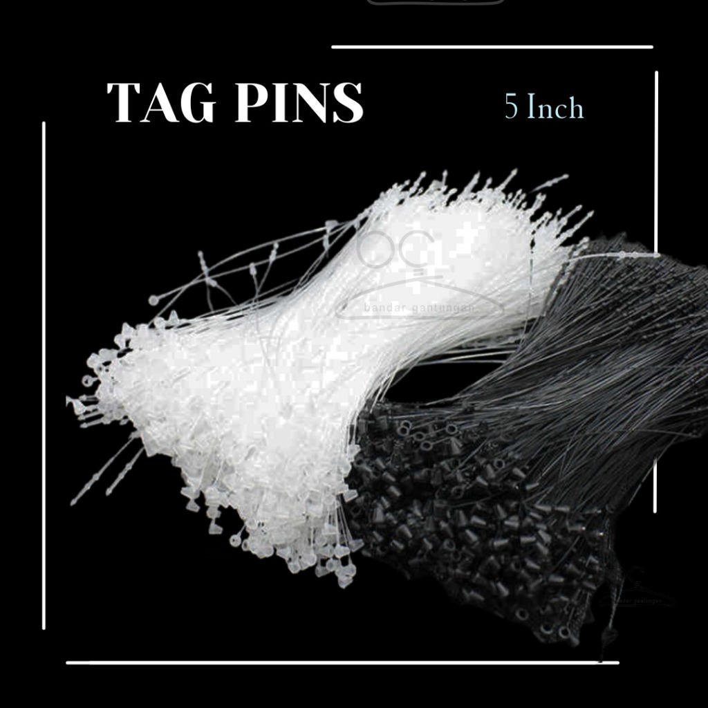 Jual Loop Pin Hitam Dan Putih 5 Inchi 1000 Pcs Kock Pins Hangtag Tali ...