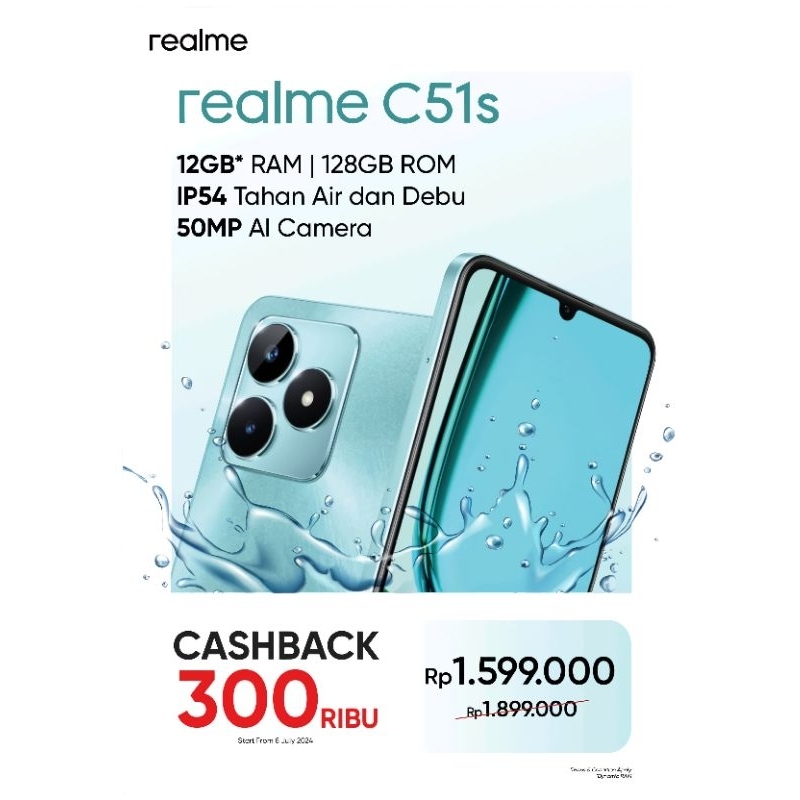 Jual REALME C51S NFC 6/128 RAM 6+6GB ROM 128GB C51 NFC 4/64 RAM 4+4GB ...