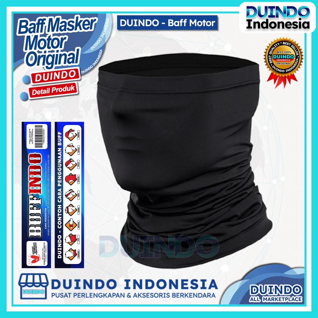 Jual Duindo - Buff Masker Motor Multifungsi Polos Hitam / Baff Masker ...