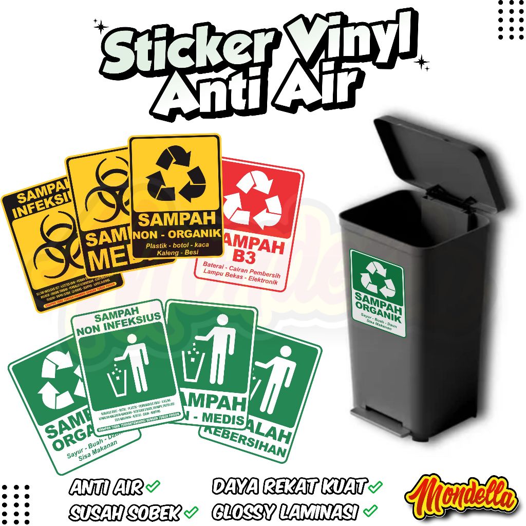 Jual Sticker Vinyl Anti Air Stiker Jenis Sampah Infeksius Medis Organik ...