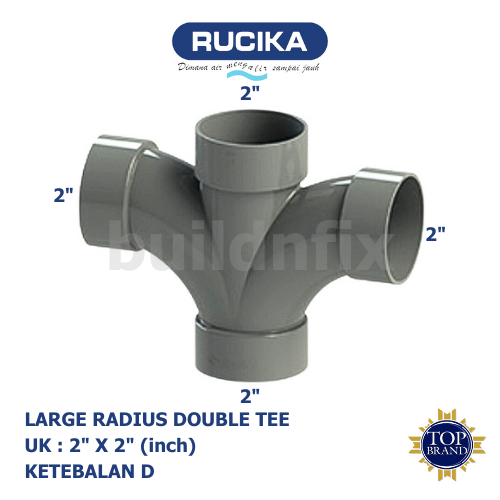 Jual RUCIKA LARGE RADIUS DOUBLE TEE / DOUBLE TY PVC 2" X 2" D (TIPIS) | Shopee Indonesia