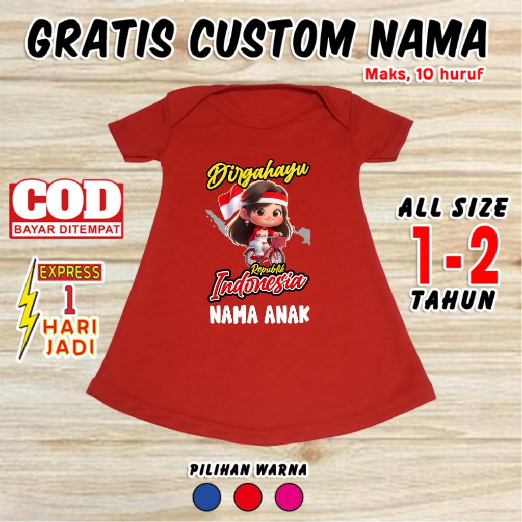 Jual dress anak perempuan indonesia garuda GRATIS CUSTOM NAMA 17an ...