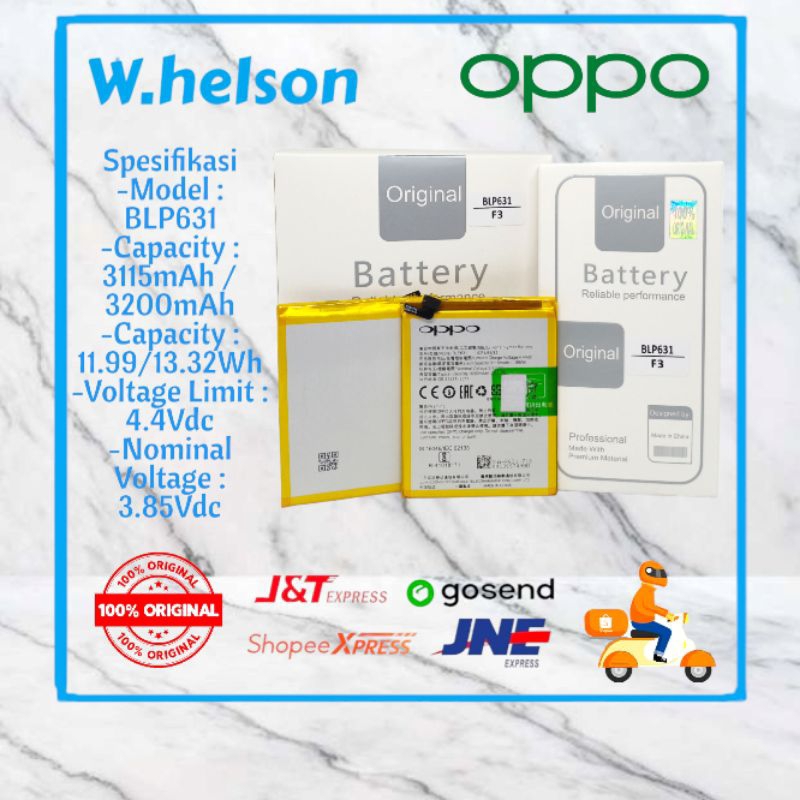 Jual Baterai Battery Batre Oppo F3/F5 BLP631 ORIGINAL 100% | Shopee ...