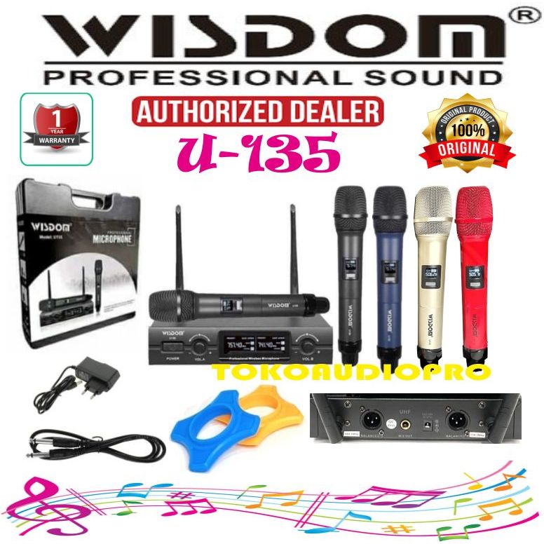 Jual Mic Wisdom U135 UHF Dual Handheld Wireless Microphone Original Wisdom U-135 | Shopee Indonesia