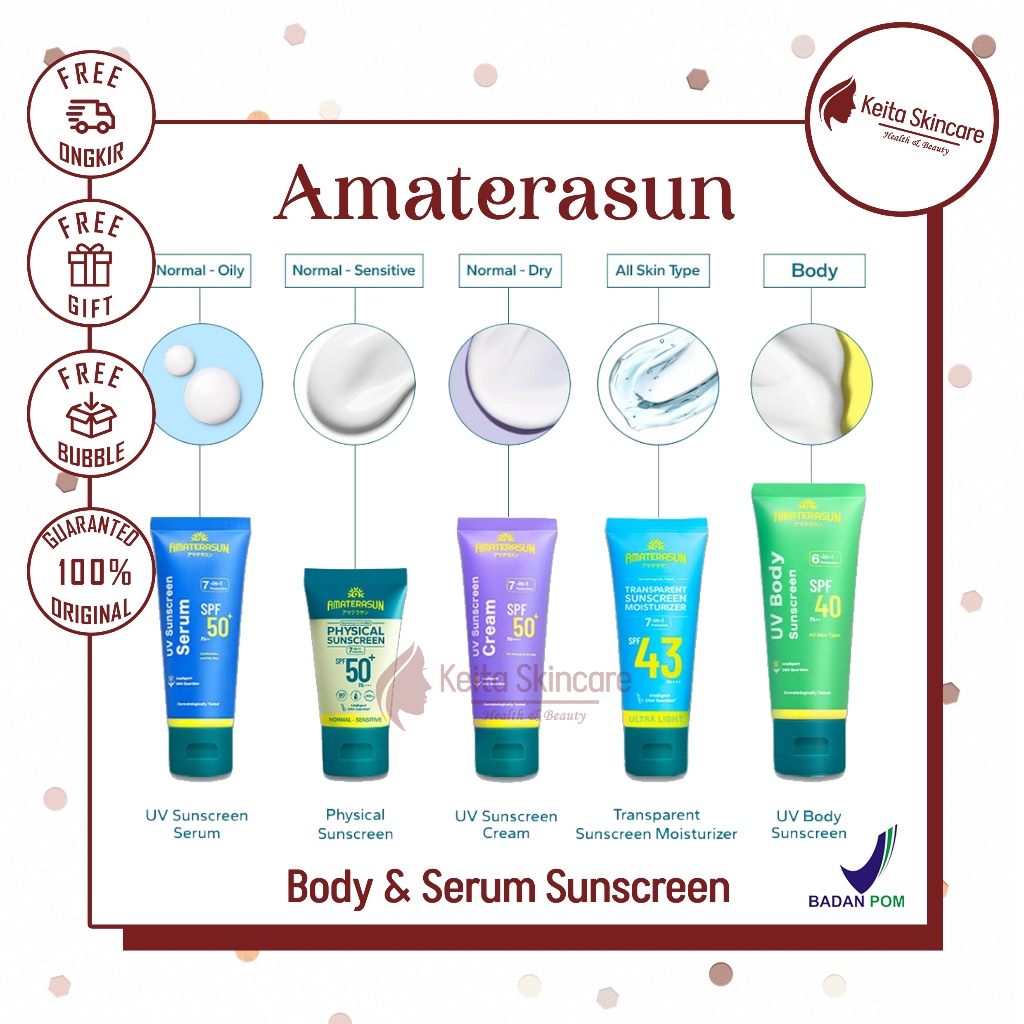 Jual AMATERASUN UV Sunscreen Serum SPF 50+ PA++ | AMATERASUN UV Body Sunscreen SPF 40 PA++ ...