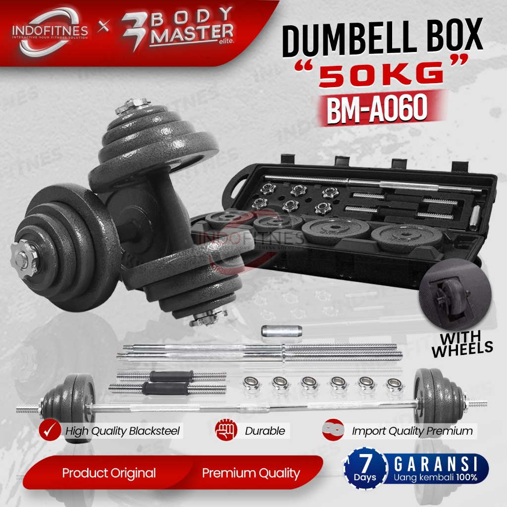 Jual BODYMASTER Dumbell Set Box 50kg A060 Barbel Koper 50 kg Dumbel ...