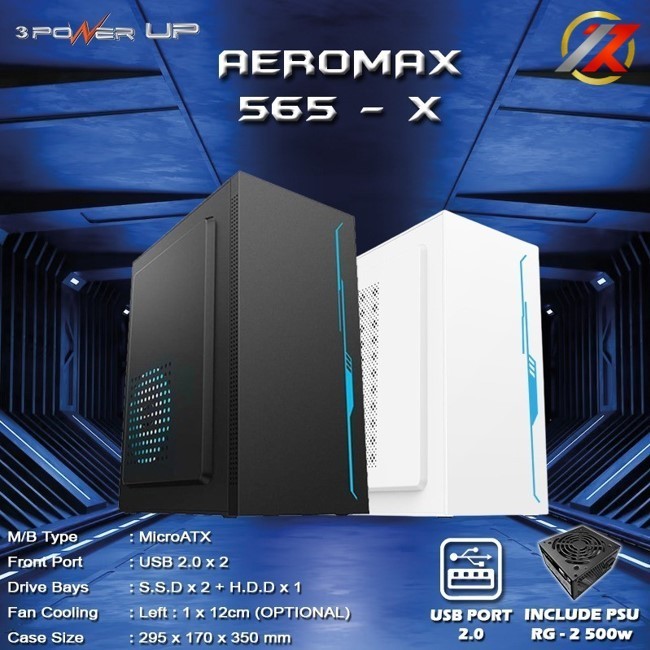 Jual CASING POWER UP AEROMAX AM 565 X m-ATX Case include PSU 500W ...