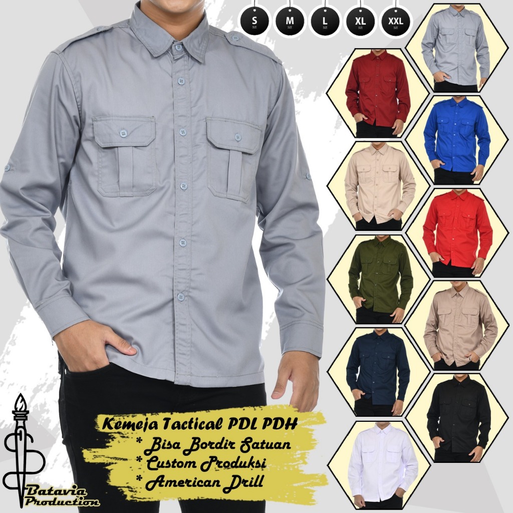 Jual BAJU KEMEJA PDH PDL LENGAN PANJANG - Pakaian Seragam Tactical Pria Wanita Kemeja Kerja ...