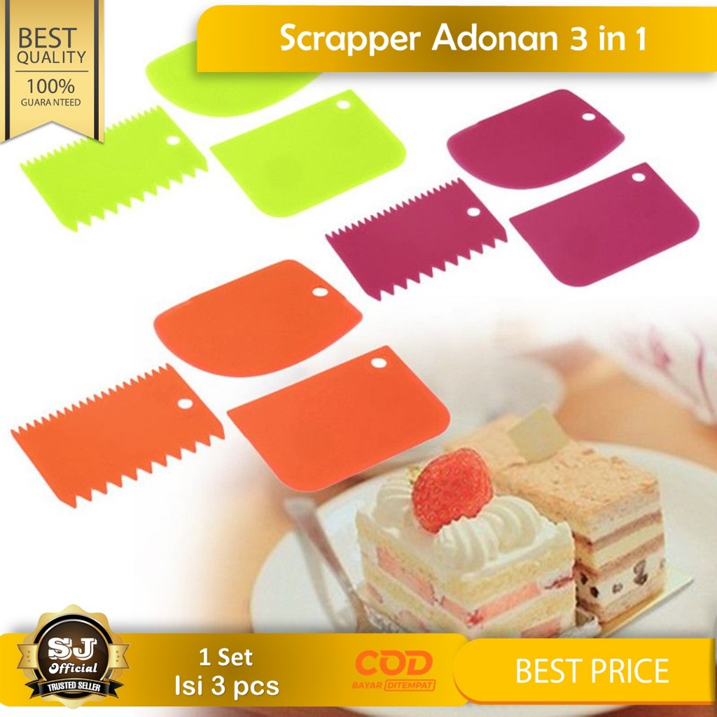Jual SCRAPPER KUE 1 Set 3in1 - Alat Potong Adonan Kue - Scraper Butter ...