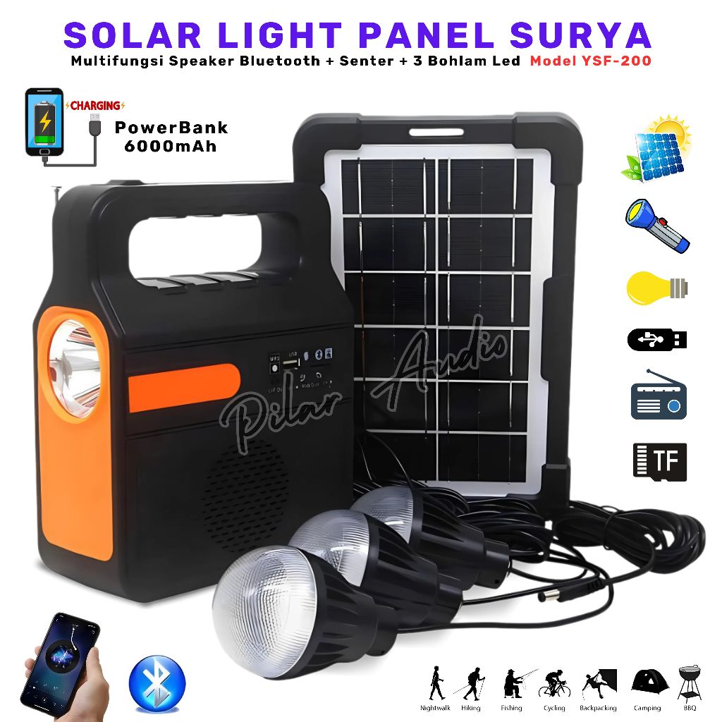 Jual Solar Light Lampu Panel Surya + Speaker Bluetooth Radio Full Bass ...