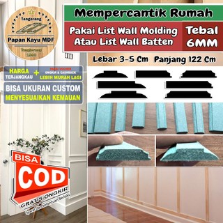 Jual Wall Moulding List Profile Kayu HMR Tebal 6MM Lebar 3-5Cm Lis ...