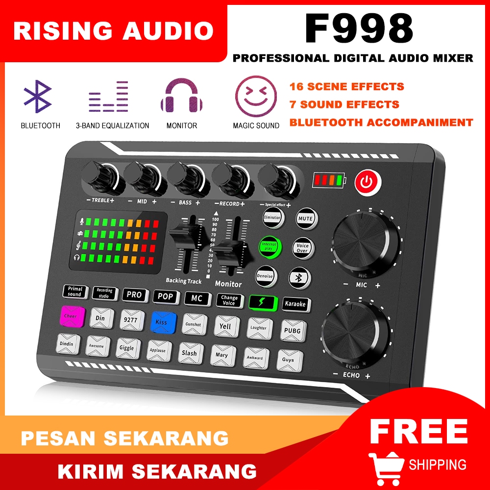 Jual RISING AUDIO Professional Audio Mixer, F998 Live Sound Card and ...