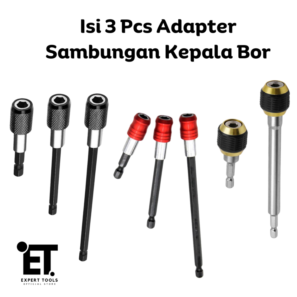 Jual Adapter Sambungan Kepala Bor Isi 3 Pcs / Extension Rod / Mata ...