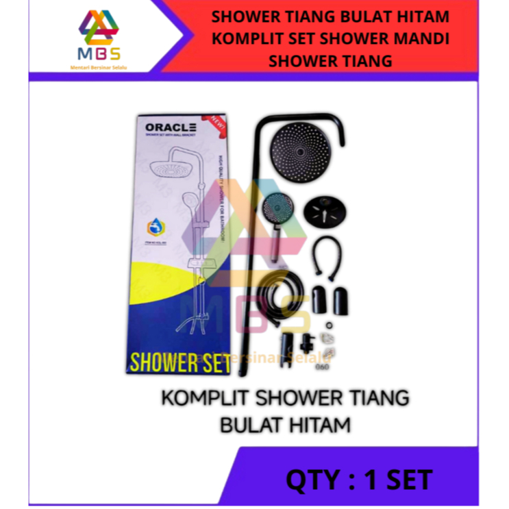 Jual SHOWER TIANG BULAT HITAM KOMPLIT SET SHOEWR MANDI SHOWER TIANG ...