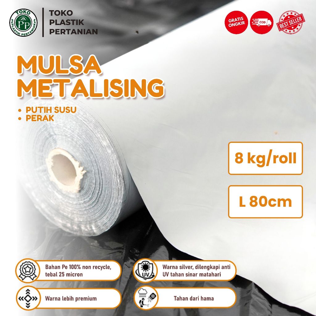 Jual Plastik Mulsa Perak 1 Roll 8 KG Mulsa Grenjeng Lebar 80 cm ...
