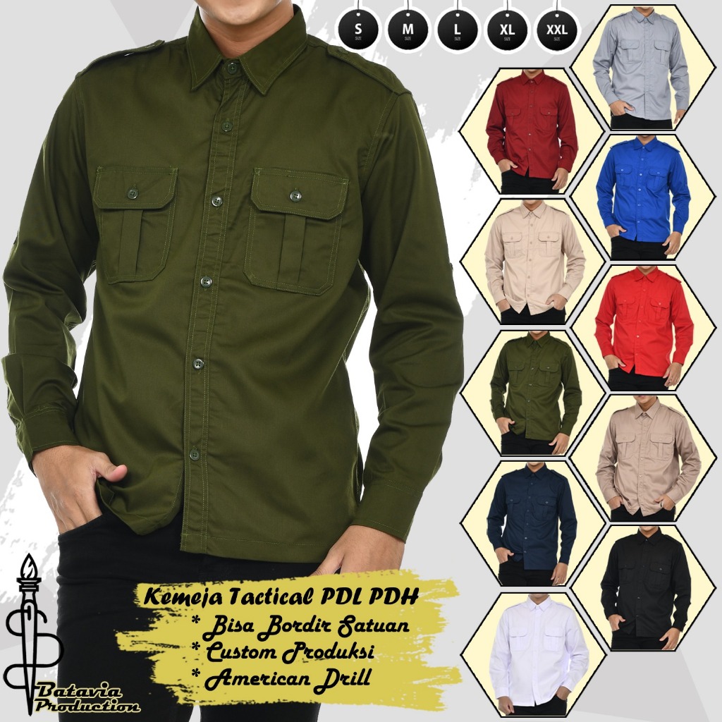 Jual Baju Kemeja Tactical PDL PDH Lengan Panjang Workshirt Terbaru Pria Wanita-American Drill ...