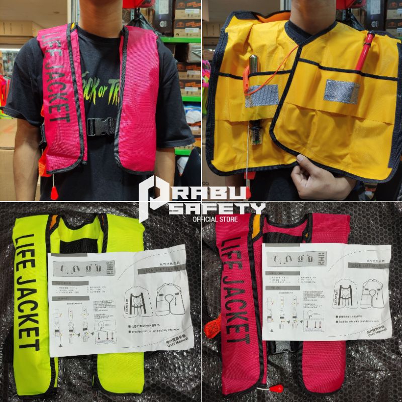 Jual life jacket polos warna merah hijau original automatic-manual ...