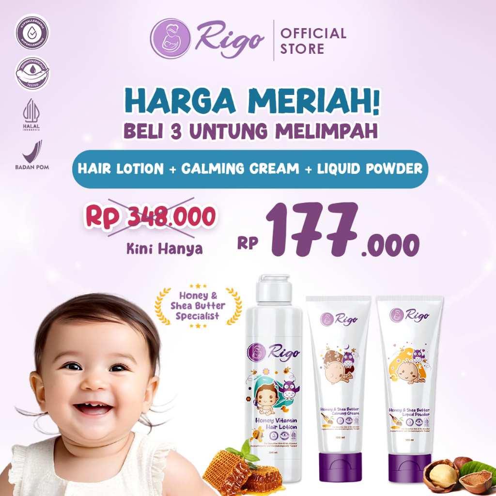 Jual Rigo - Bundling Paket 3 - Rigo Hair Lotion 200ml+Rigo Calming ...