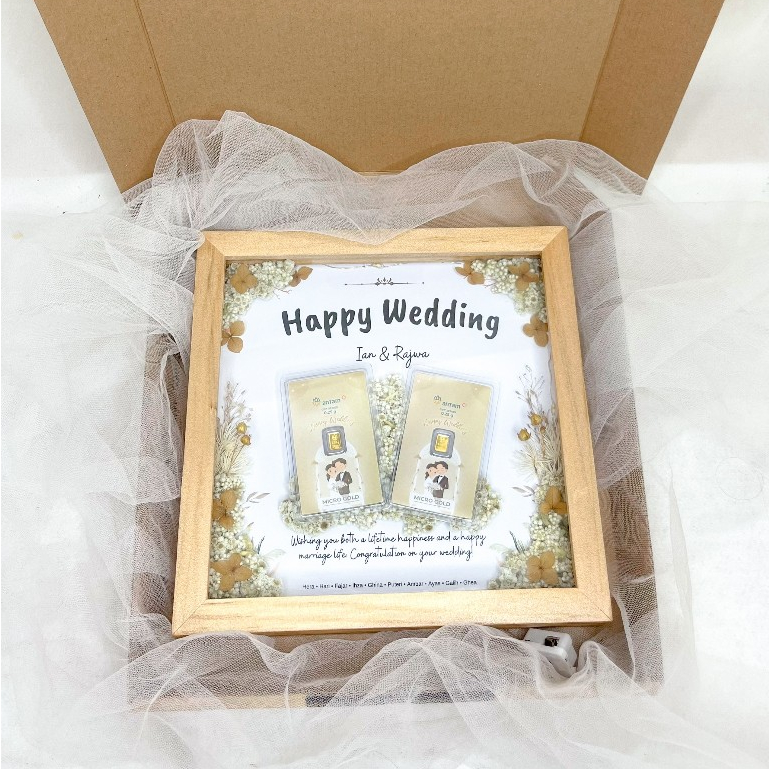 Jual MCM-Bingkai Kado/Frame Gift Wedding Gold Premium Free Box Cantik ...
