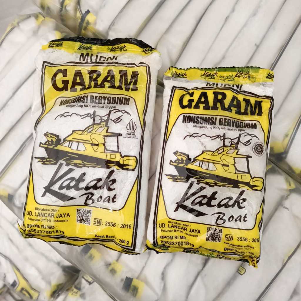 Jual 200gr GARAM Cap KATAK BOAT Beryodium asin | Shopee Indonesia