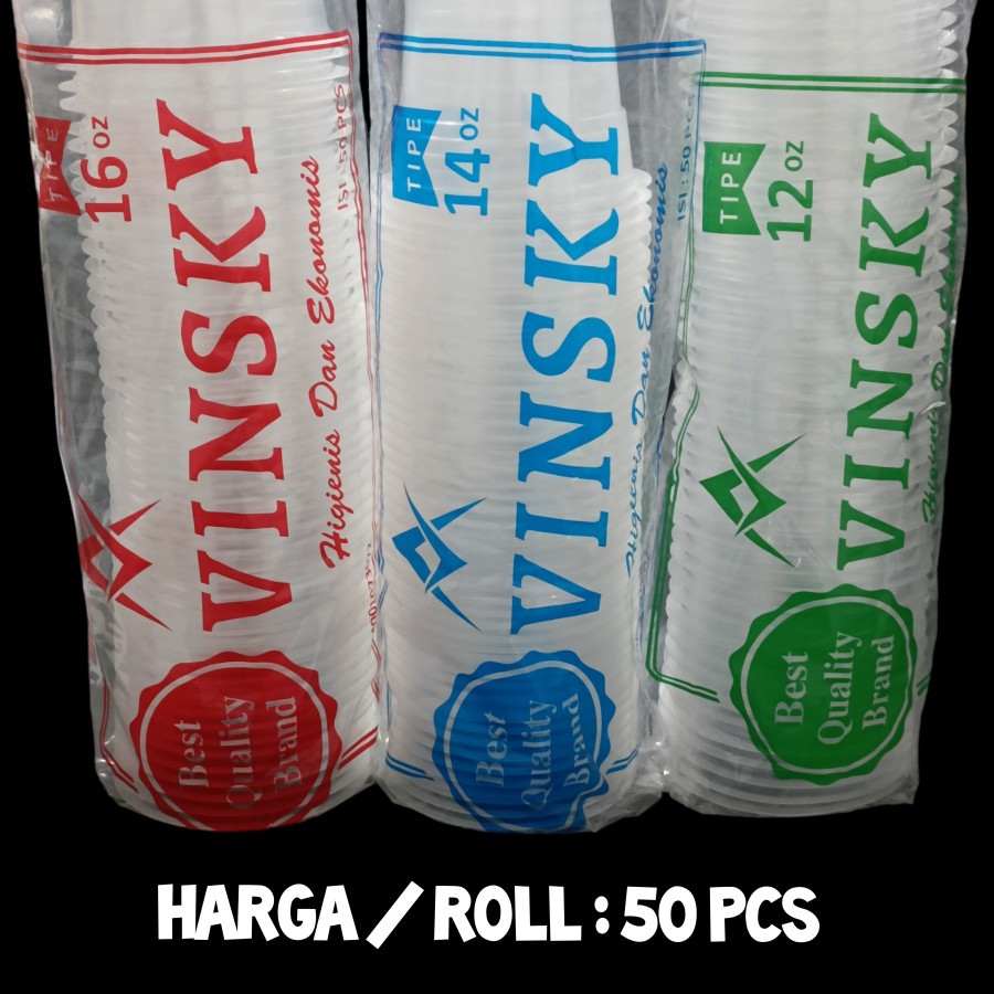 Jual Gelas Plastik Bening 12oz 14oz 16oz Isi 50pcs / Gelas Pop Ice / Cup Oz Datar Bening Vinsky ...