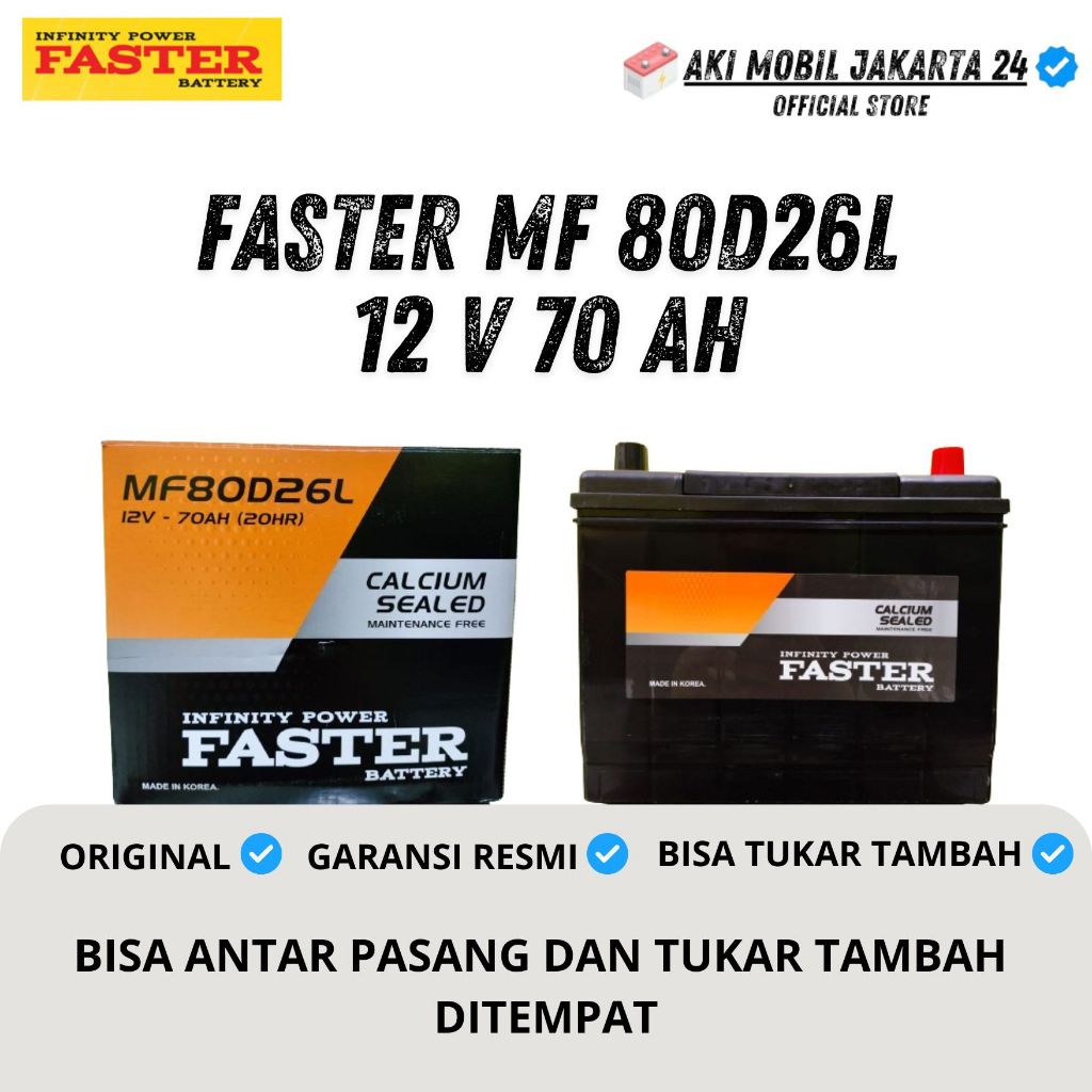 Jual Aki Mobil Ford Escape FASTER MF 80D26L Aki Kering 12V / 70 Ah ...