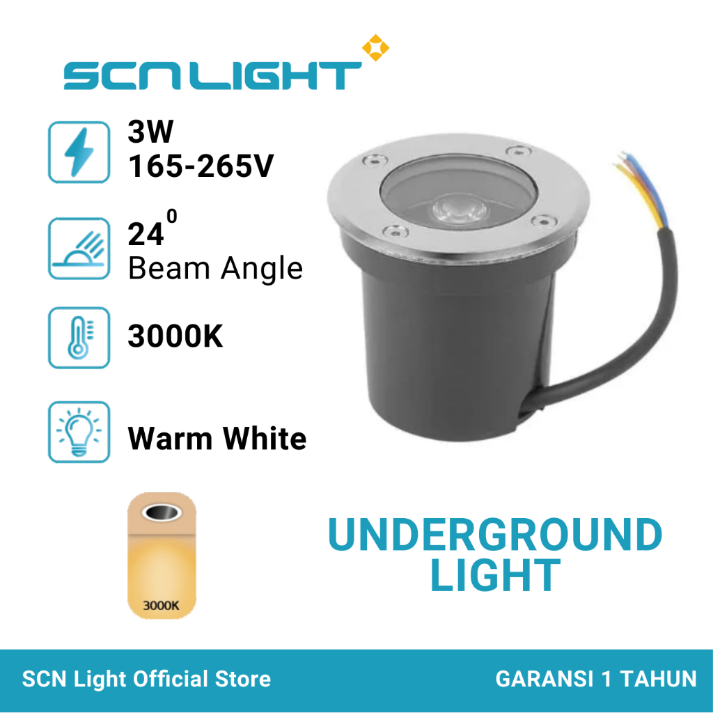 Jual LED Underground Light 3W Lampu Lantai tanam 3 Watt 3000K Warm White Tahan Air IP65 | Shopee ...